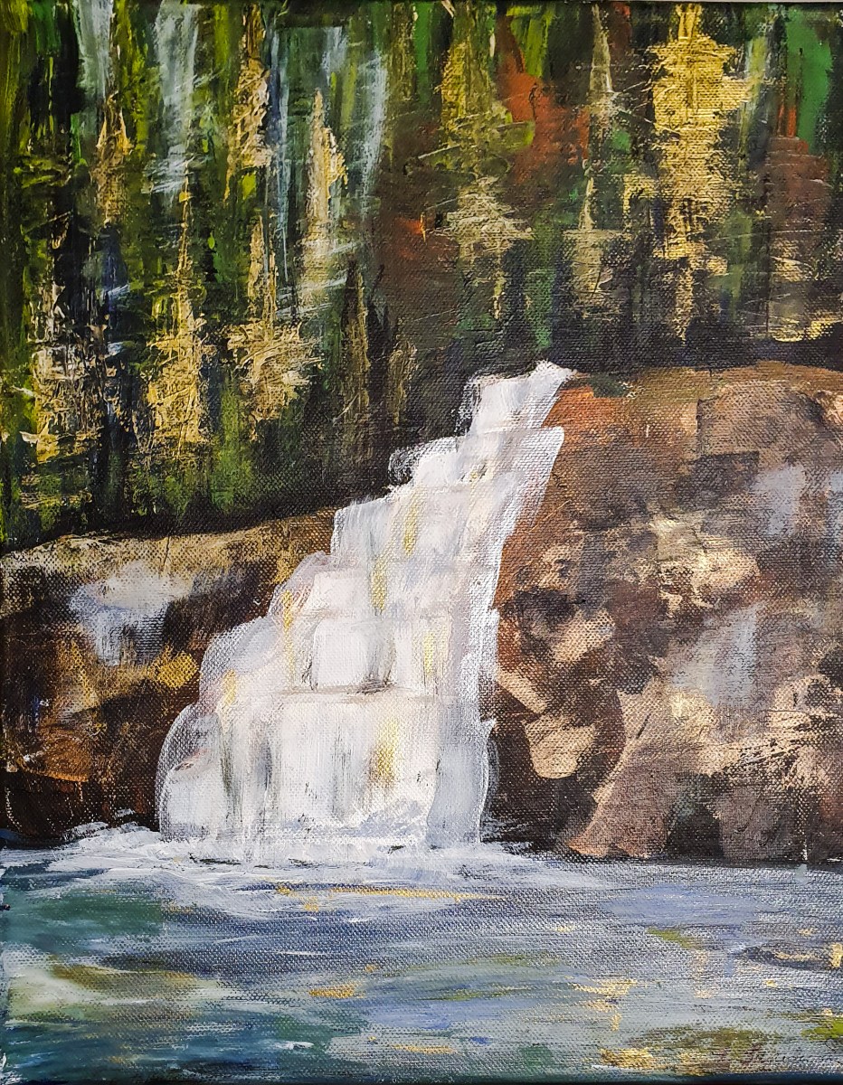 Wasserfall in Acryl – Acrylic Painted Waterfall – creatologyblog